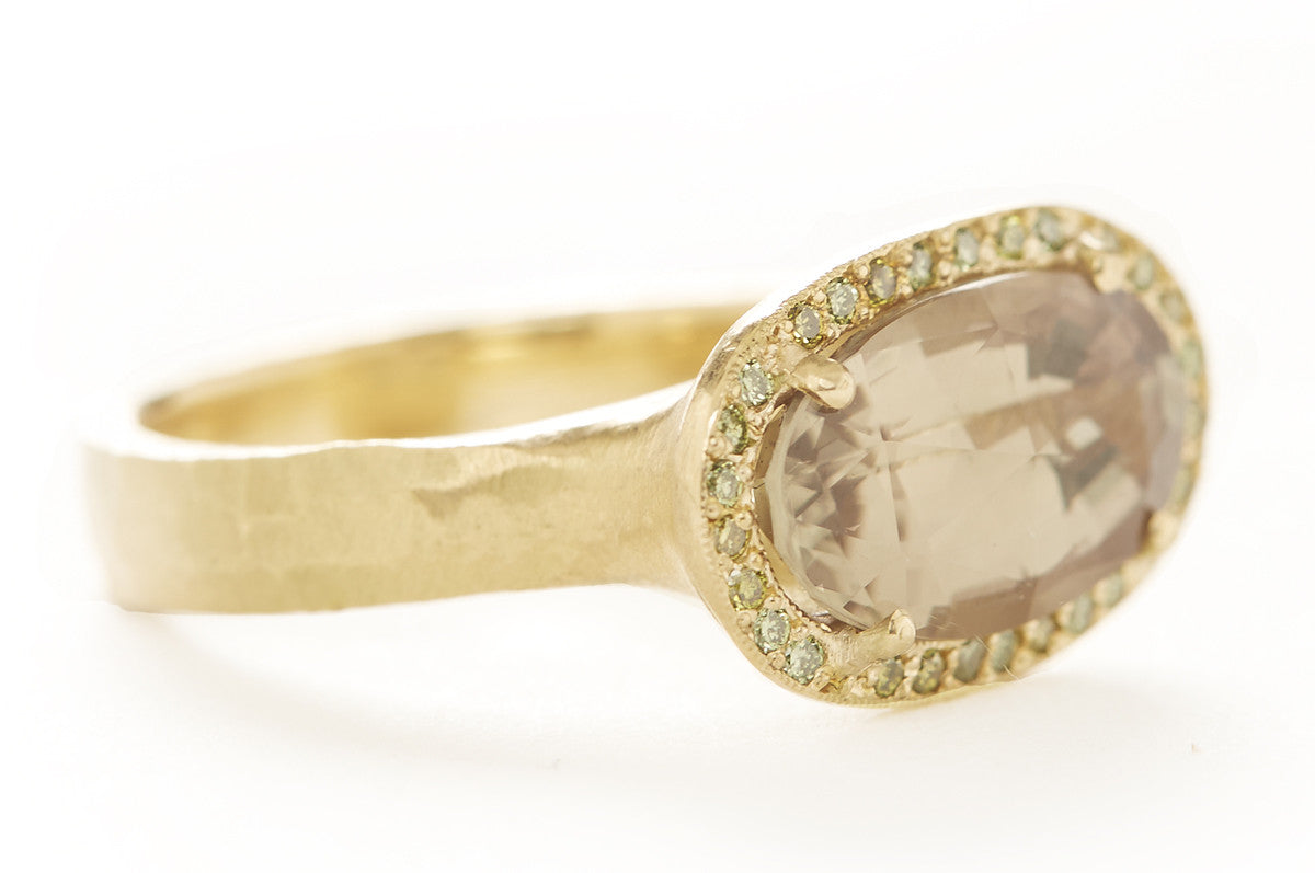 Etruscan Csarite Green Diamond Halo Ring – Jennifer Dawes Design
