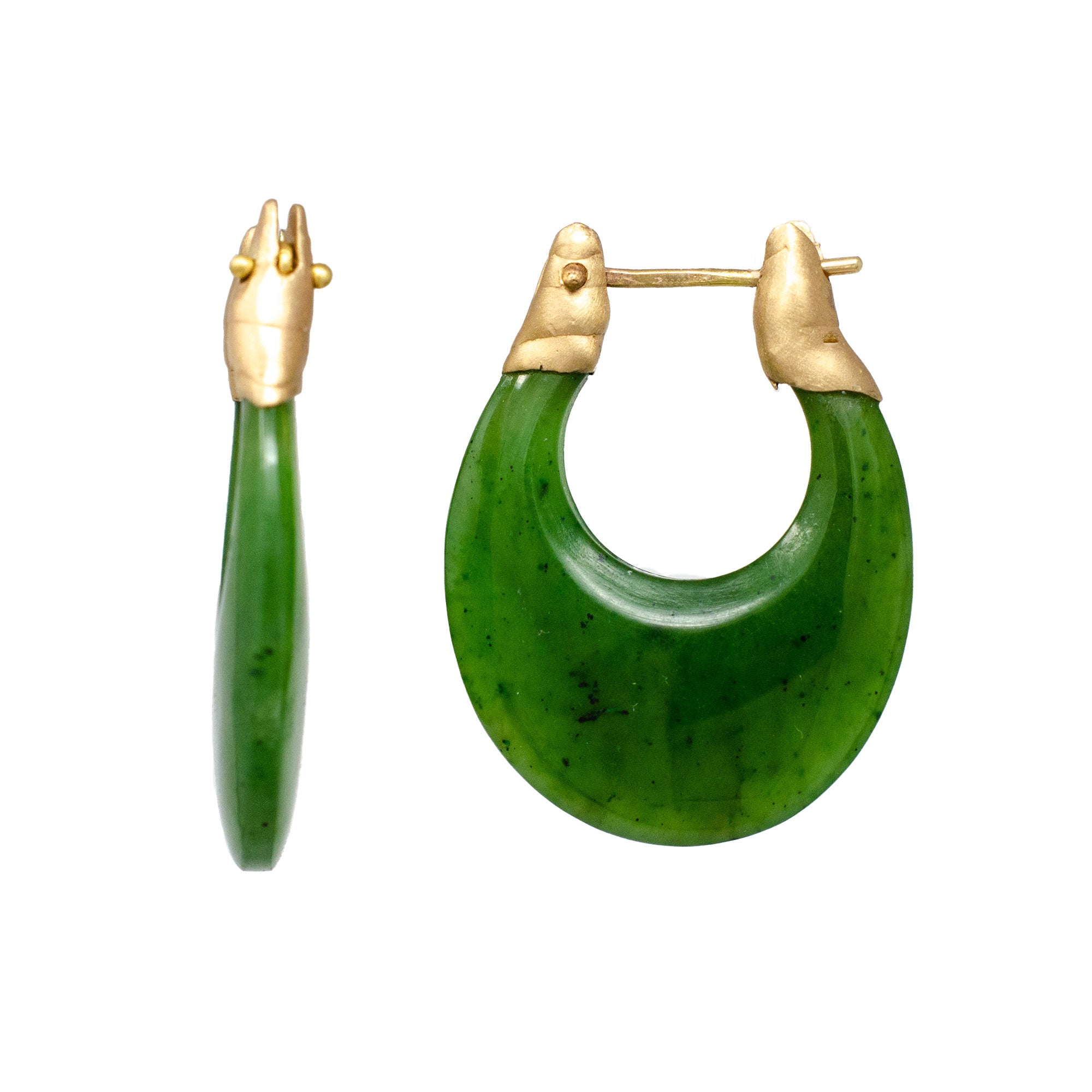 Jade hoop earrings gold store